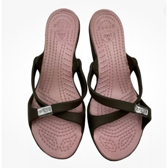 CROCS | Shoes | Crocscyprus Women Brown Pink Strappy Heel Sandal Size 6 ...